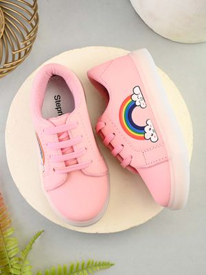 Buy steprite Kids Pink Lace Up Sneakers (UK 7) Online