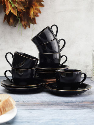 Buy CLAY CRAFT Fine Ceramic Cup and Saucer Set of 12 ( 6 Cups + 6 ...