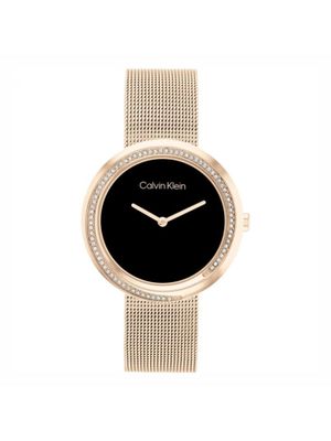 Buy Calvin Klein Twisted Bezel Quartz Black Crystal Round Dial Womens ...