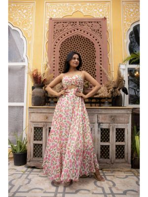Buy DEASHA INDIA Mehar Jasmine Off- White Floral Printed Maxi Dress ...