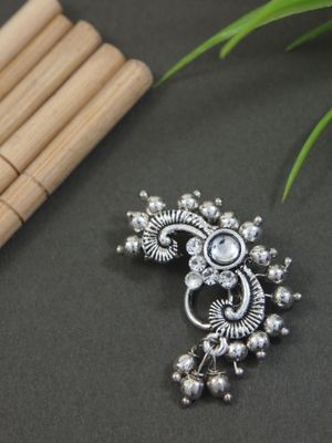 Buy I Jewels Silver Plated Traditional Maharashtrian Style Non Piercing ...