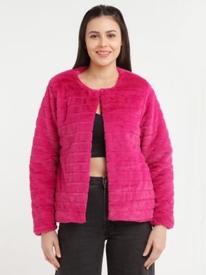 Buy Zink London Womens Pink Solid Jacket Online