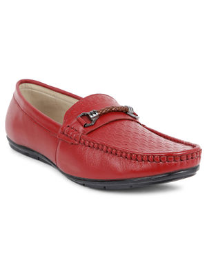 Buy Louis Stitch Textured Rust Italian Leather Loafers Online