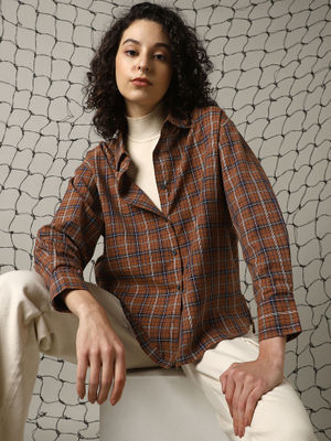 Buy Hubberholme Brown Checks Relaxed Shirts (XS) Online