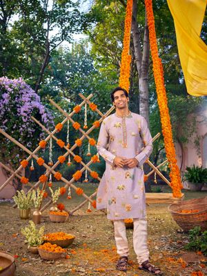 Buy KALISTA Lavender Arnav Kurta with Churidar (Set of 2) Online