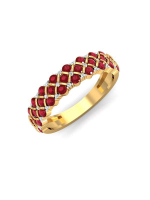 Buy KuberBox Gleamy Ruby Ring 18k Gold Online