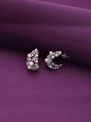 Buy Kai Jewel Sterling Twirly Pearl Silver Hoops Earrings - Silver Online