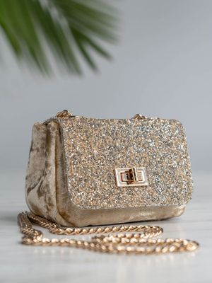 Buy Inc.5 Women Gold Embellished Sling Bag Online