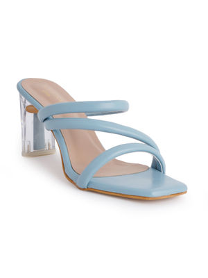 Buy SCENTRA Solid Sky Blue Sandals Heels online