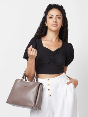 Buy Globus Women Dark Grey Textured Casual Handheld Sling Bag Online