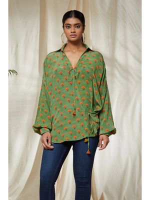 Masaba Shirts & Blouses : Buy Masaba Mint Green Fan Flower Wrap Shirt ...