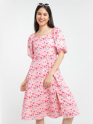 Buy Zink London Womens Multi-color Floral Midi Dress Online