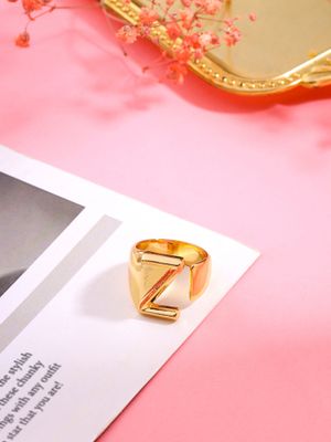 Buy Mitali Jain Gold Initial Ring-Z Online