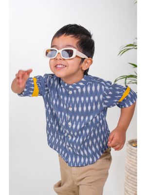 Buy TIBER TABER Boy Ikkat Shirt Blue Online