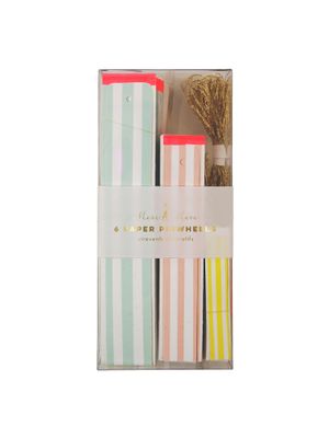 Buy Meri Meri Pastel & Neon Stripe Pinwheel Decorations (Set Of 6) Online