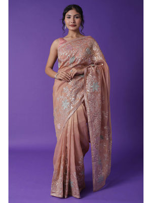 Buy Zari Jaipur Embellished With Saree With Unstitched Blouse Piece Online