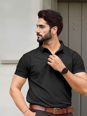 Buy FREECULTR Classic Men Black Elegant and Timeless Polo T-Shirt (S ...