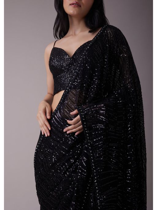 glitter border saree