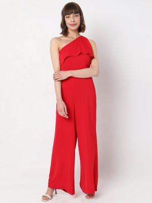 Buy VERO MODA Red One Shoulder Jumpsuit Online