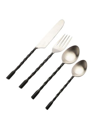 Buy VarEesha Black Twist Matt Finish Stainless Steel Silverware Set of ...