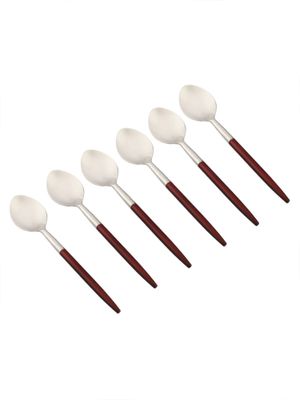 Buy VarEesha Radiant Red Handle Matt Steel Tea Spoons Set of 6 Online