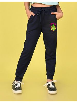 Buy Nusyl Girls Navy Blue Turtle Printed Straight Fit Joggers (2-3 ...