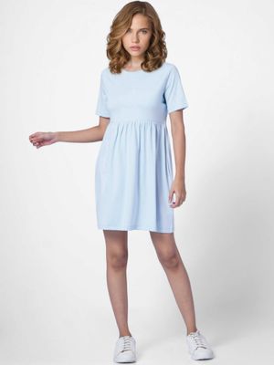 Buy ONLY Women Solid Blue Dress Online