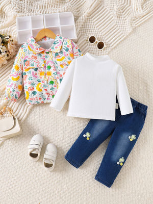 Buy Hopscotch Girls Multi Coloured All-Over Print T-Shirt, Jacket and ...