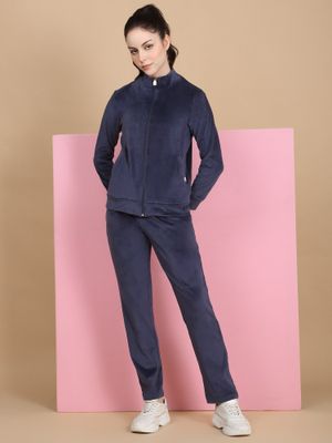 Buy Sweet Dreams Women Navy Blue Front-Open Tracksuit (Set of 2) (S) Online