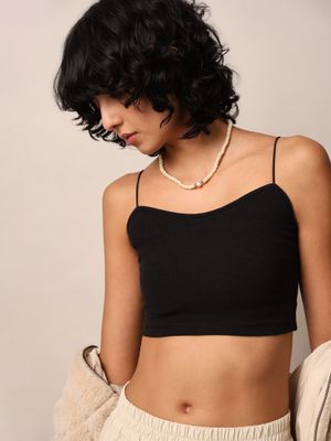 Buy ONLY Women Solid Polyamide Black Bralette Top (XS) Online