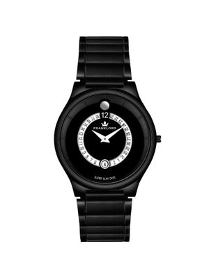 Buy Franklord Analog Skeleton Black Luxury Round Leather Series Watch ...