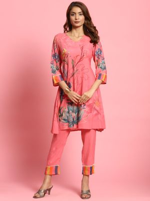 Shree Co-ord Set : Buy Shree Women Peach Floral Print Co-Ord (Set of 2 ...
