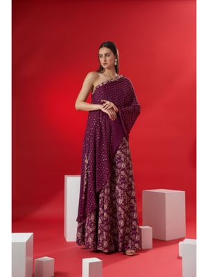 Buy Suruchi Parakh Womens Wine Embellished Top and Skirt (Set of 2) Online