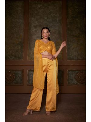 Buy Suruchi Parakh Womens Yellow Embroidered Co-ord (Set of 2) online