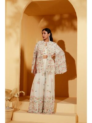 Buy Suruchi Parakh Womens White Floral Print Co-ord (Set of 3) Online