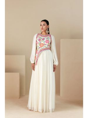 Buy Suruchi Parakh Womens Off White Embroidered Maxi Dress Online