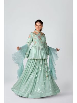 Buy Suruchi Parakh Womens Embellished Kurti with Skirt and Dupatta (Set ...