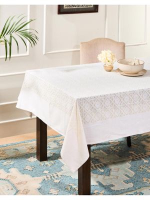 Buy Fabindia Natural Cotton Cutwork Table Cover (4 Seater) Online