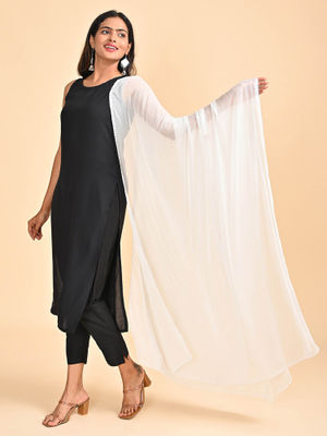Buy Hella Fashions White Chiffon Solid Dupatta Online