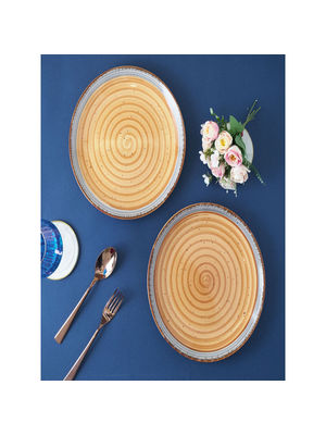 Buy The Decor Mart Brown Swirl Ceramic Dinner Plates Set of 2 Online