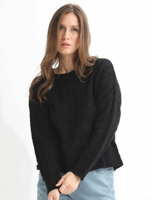Buy RAREISM Saben Primary Black Solid Sweater Online