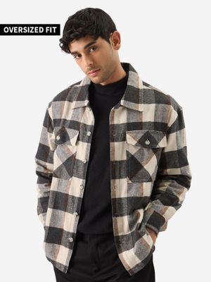 Buy The Souled Store Originals Plaid: Black, Grey And Brown Men Shacket ...