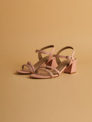 Buy Eridani Ocean Woven Block Heels Peach Online