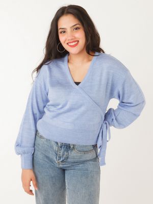 Buy Zink London Womens Blue Solid Sweater Online