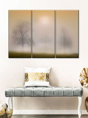 Buy POSTERS AND TRUSS Grey Beige 3 Pieces Forest Of Dreams Wall Art Online