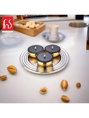 Buy FNS Gold Steel Serving for Snacks Dry Fruits Dessert (Set Of 3) Online
