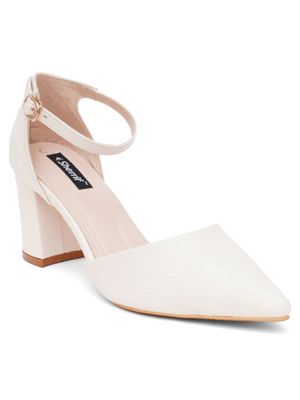 Buy Sherrif Shoes Womens Cream Block Heel Sandals Online