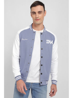 Buy Allen Solly Men Blue Stylized Neck Full Sleeves Casual Jacket Online