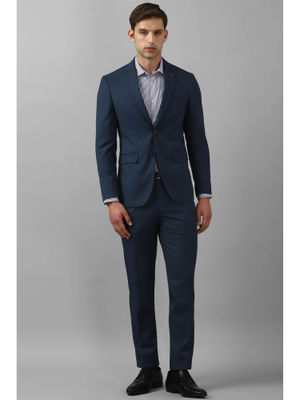 Buy Louis Philippe Men Navy Slim Fit Textured Formal Two Piece Suit ...