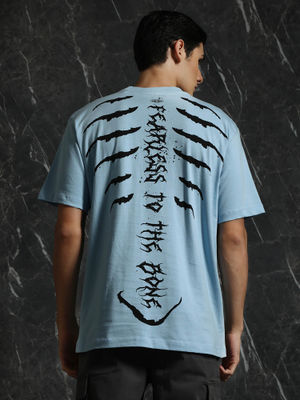 Buy BREAKBOUNCE Sky Blue Bone Oversized T-Shirt Online